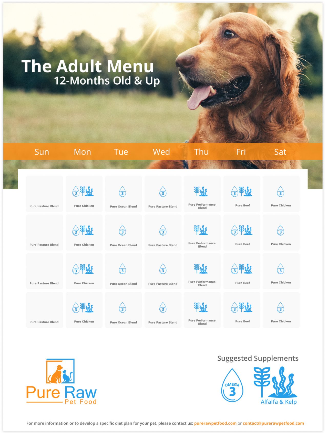 Sample Menu | Pure Raw Pet Food